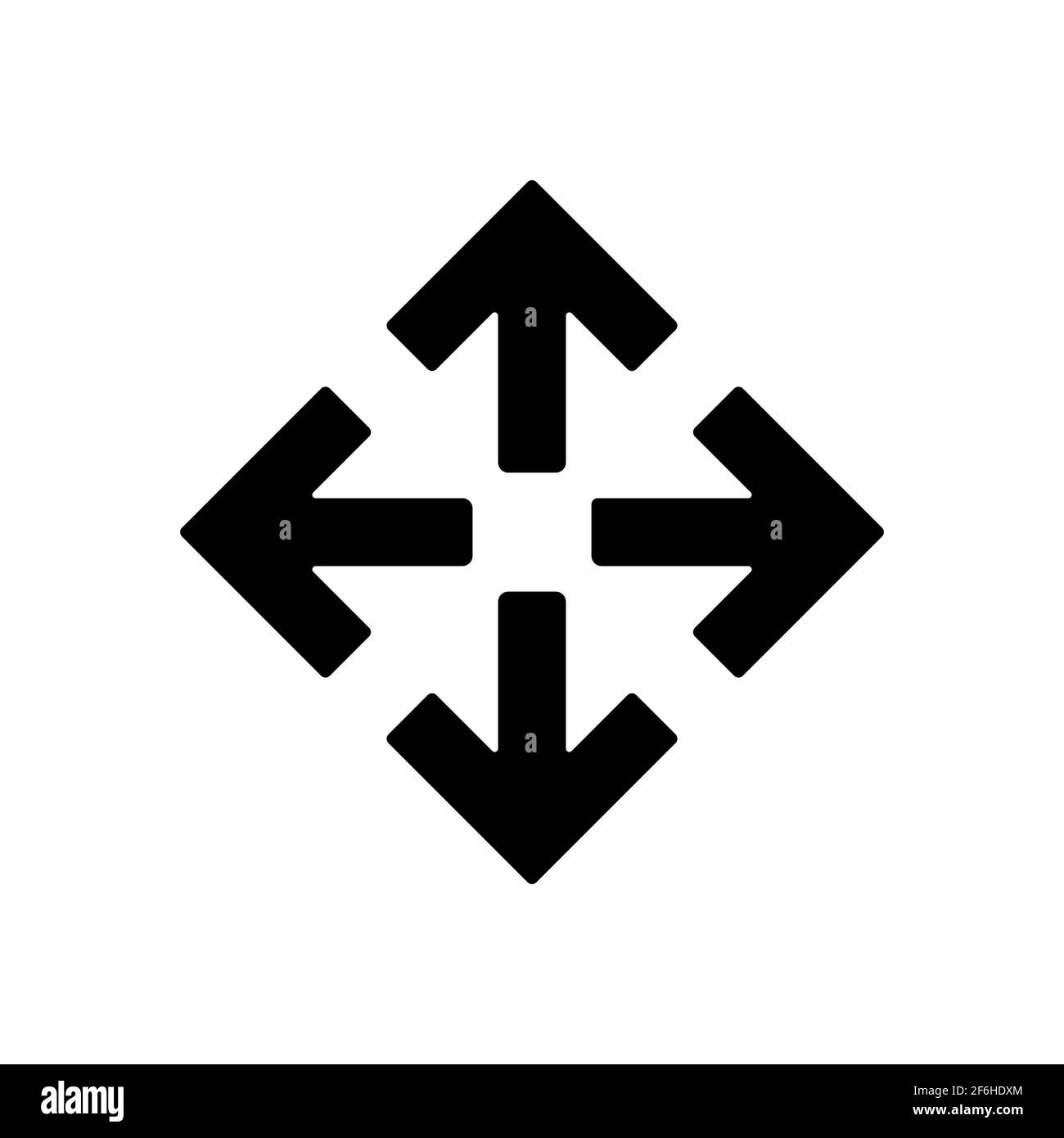 Four arrows pointing from the center vector glyph icon. Navigation sign. Graph symbol for travel ...