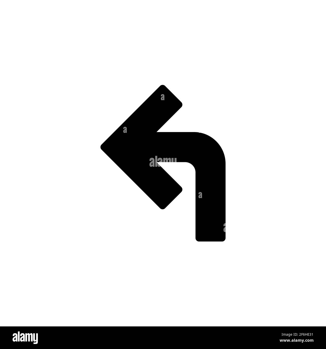 Turn left arrow vector glyph icon. Navigation sign. Graph symbol for travel and tourism web site ...