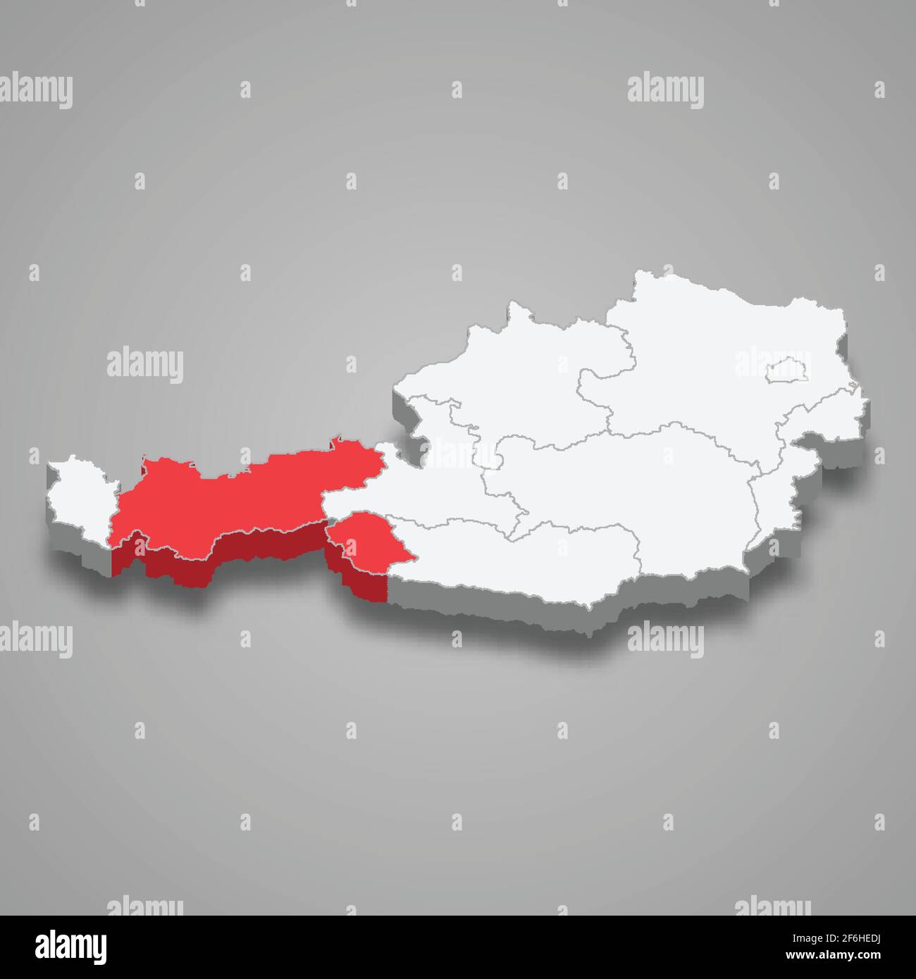 Tyrol region location within Austria 3d isometric map Stock Vector ...