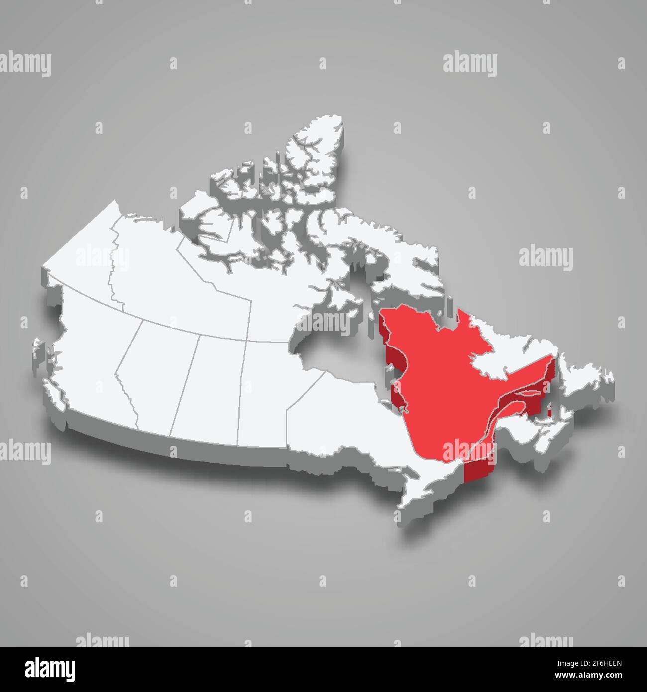 Quebec region location within Canada 3d isometric map Stock Vector ...