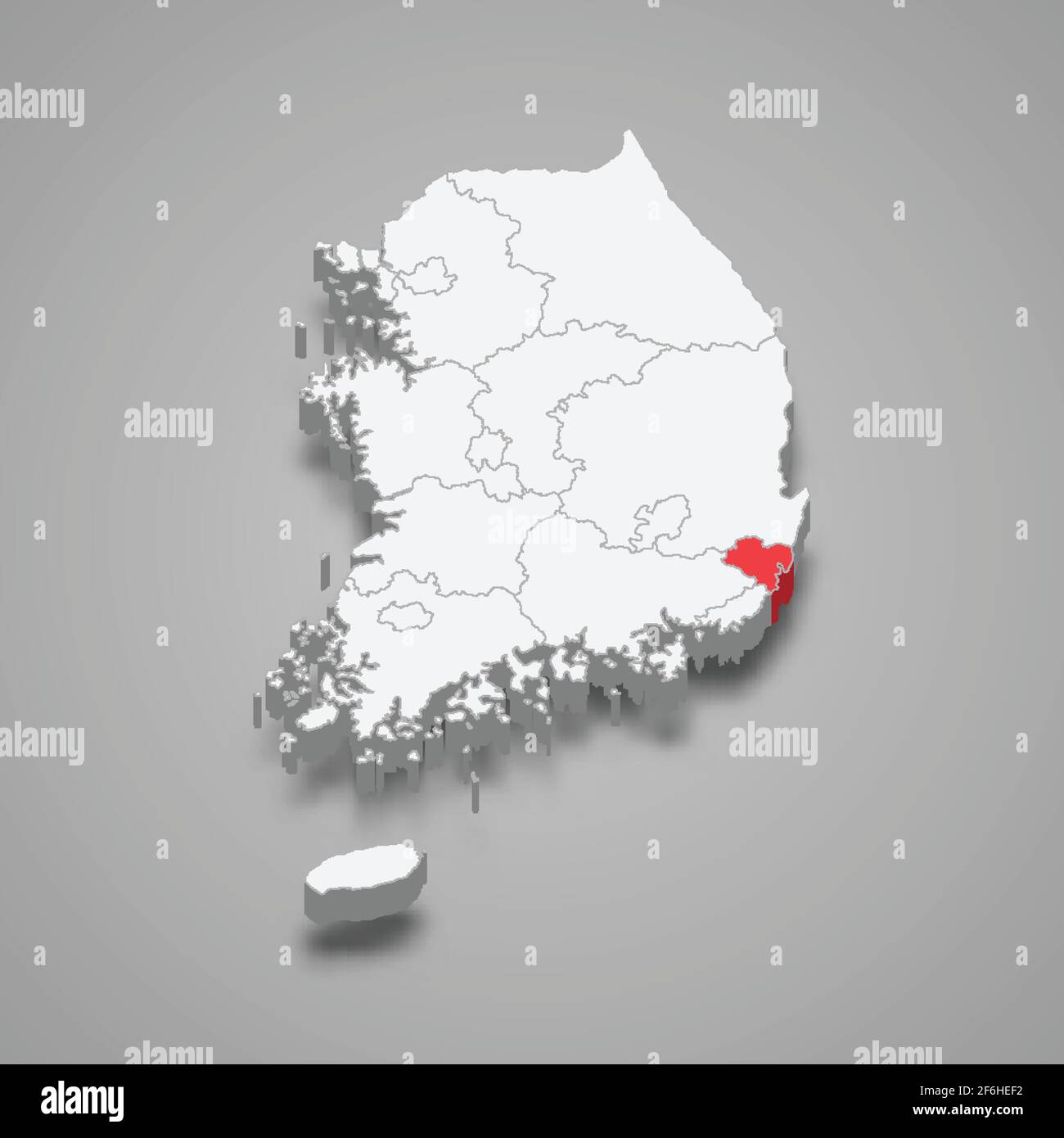 Ulsan region location within South Korea 3d isometric map Stock Vector ...