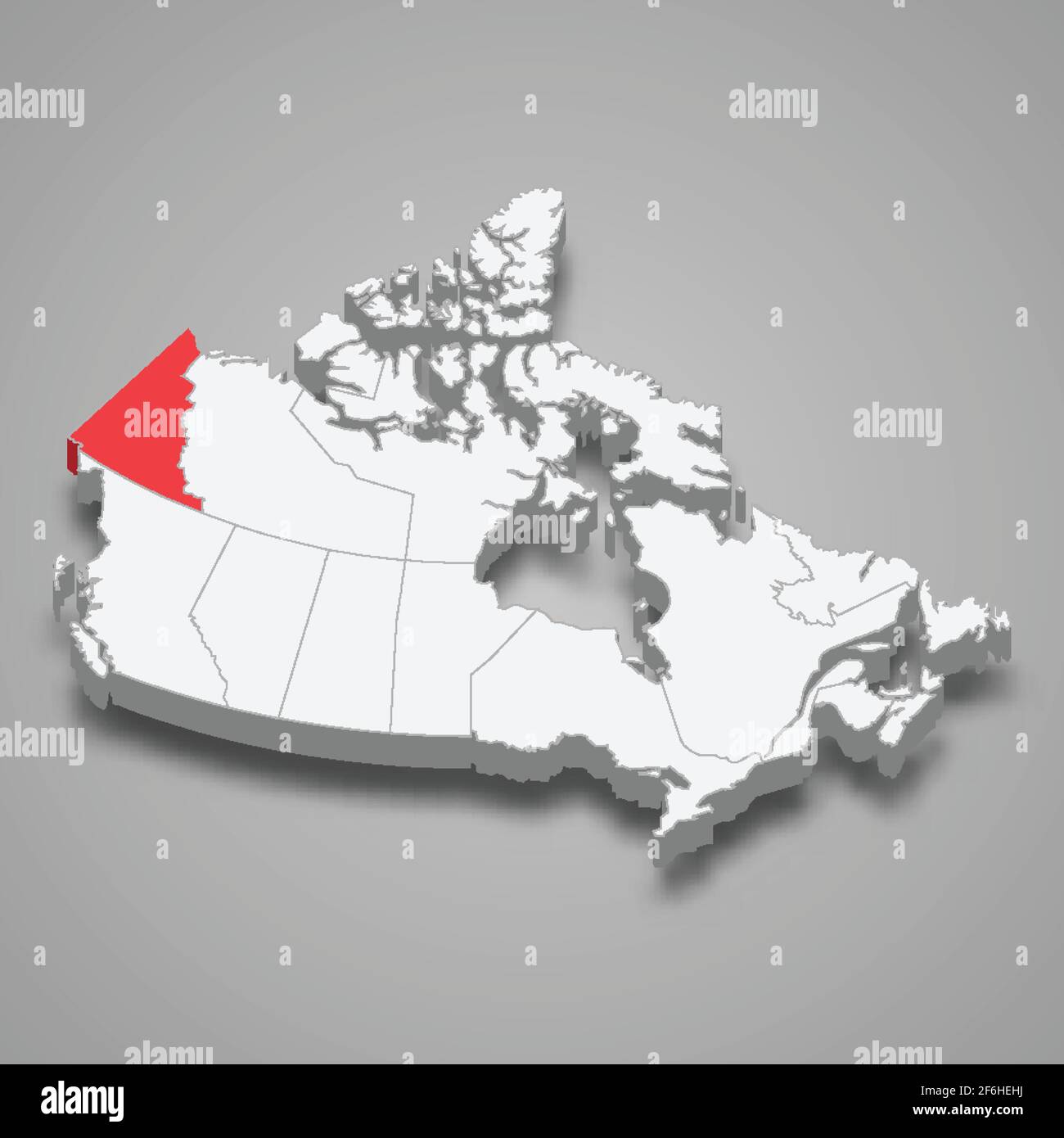 Yukon region location within Canada 3d isometric map Stock Vector Image ...