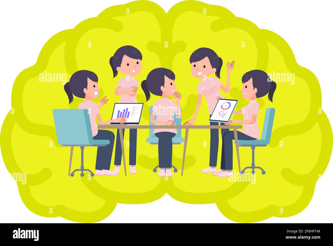 A set of Medical staff women having an intracerebral meeting.It's ...