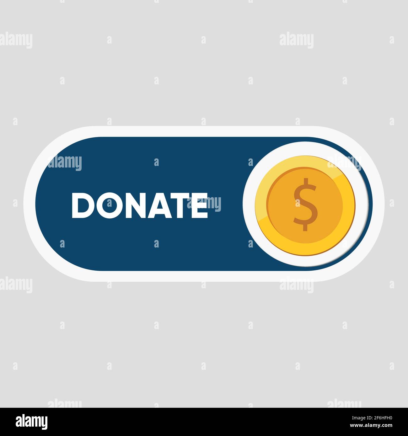 Donate button icon. Blue button with yellow icon for your website ...