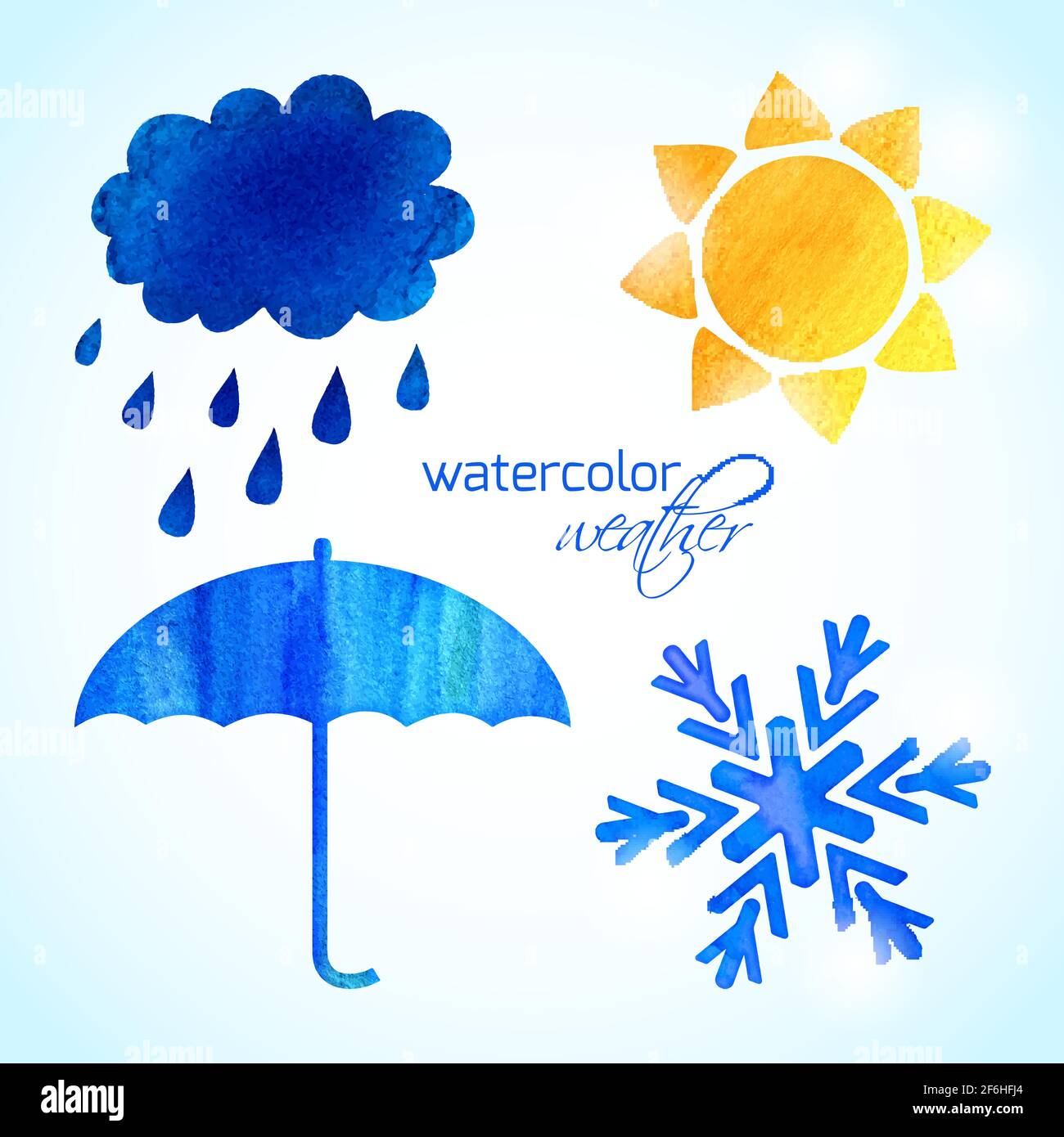 Vector collection of bright watercolor weather icons Stock Vector Image ...