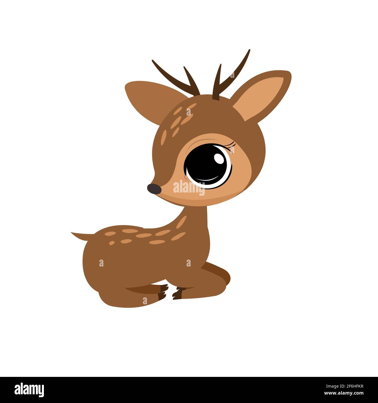 Little cub of a fawn with horns. Isolated object on a white background ...