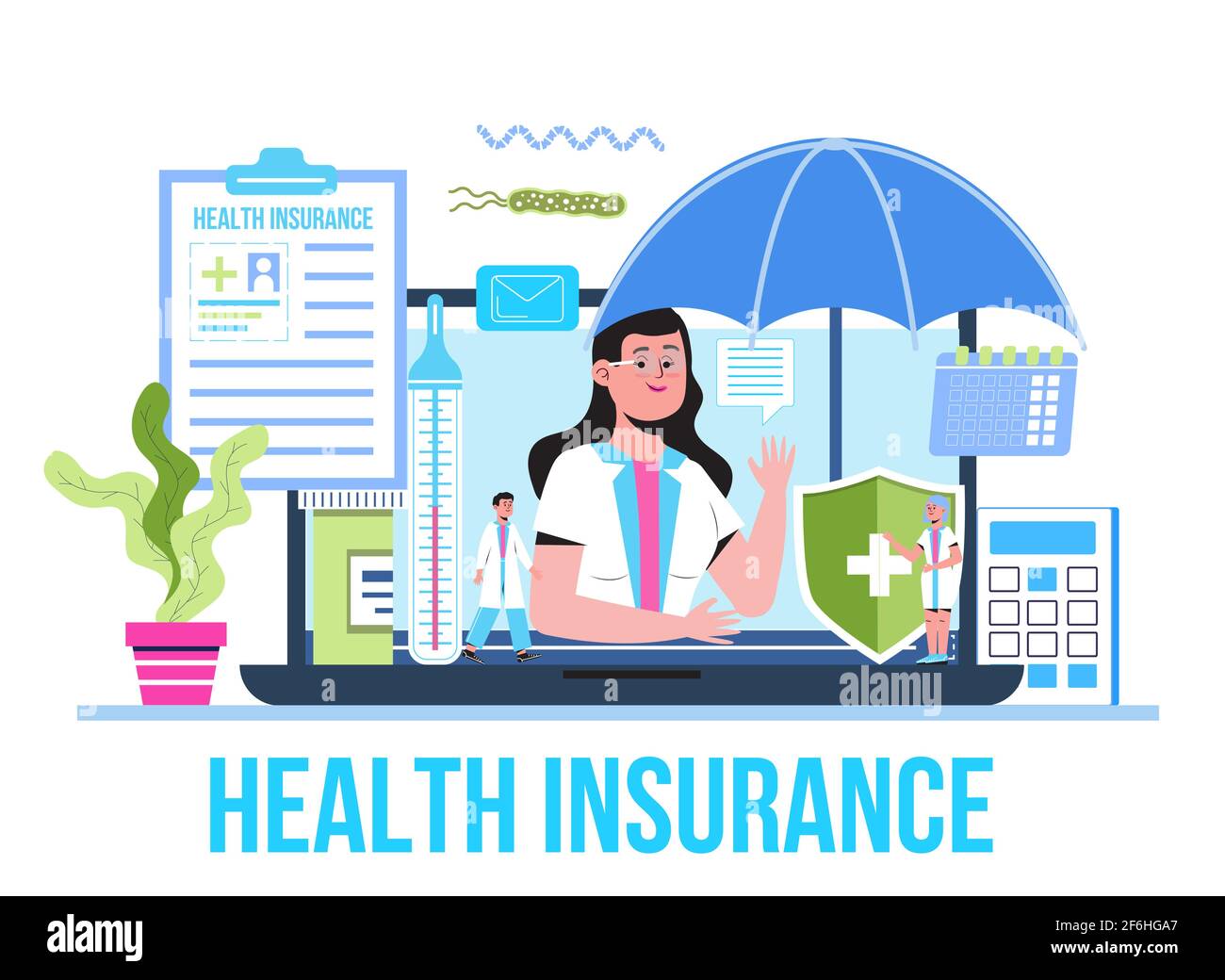 Medical, healthcare insurance vector concept, people with doctor fill ...