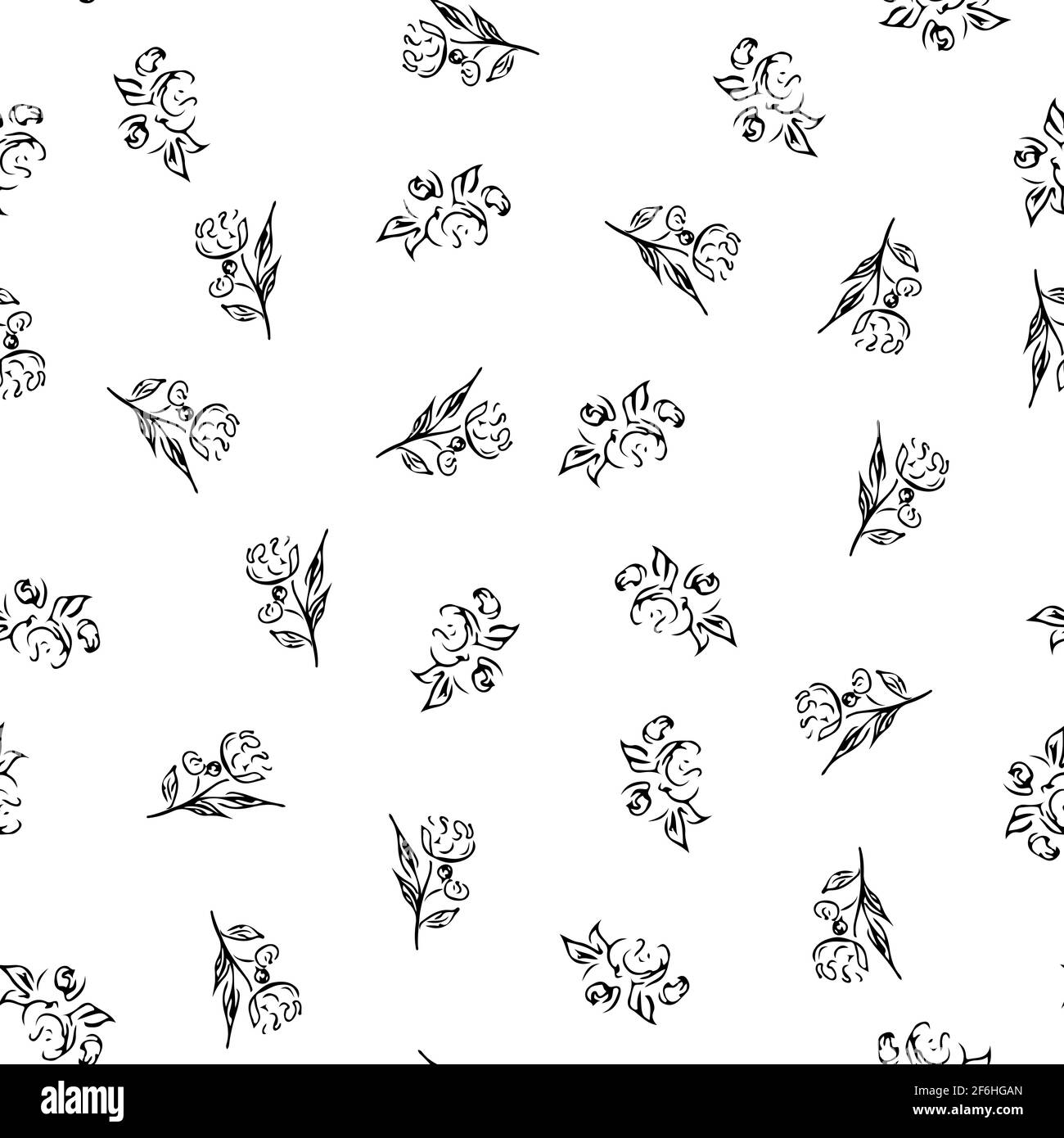 Doodle simple vector seamless pattern of hand-drawn peonies. Seamless ...