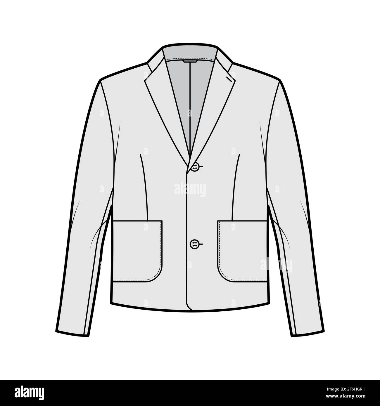 Blazer jacket suit technical fashion illustration with long sleeves ...