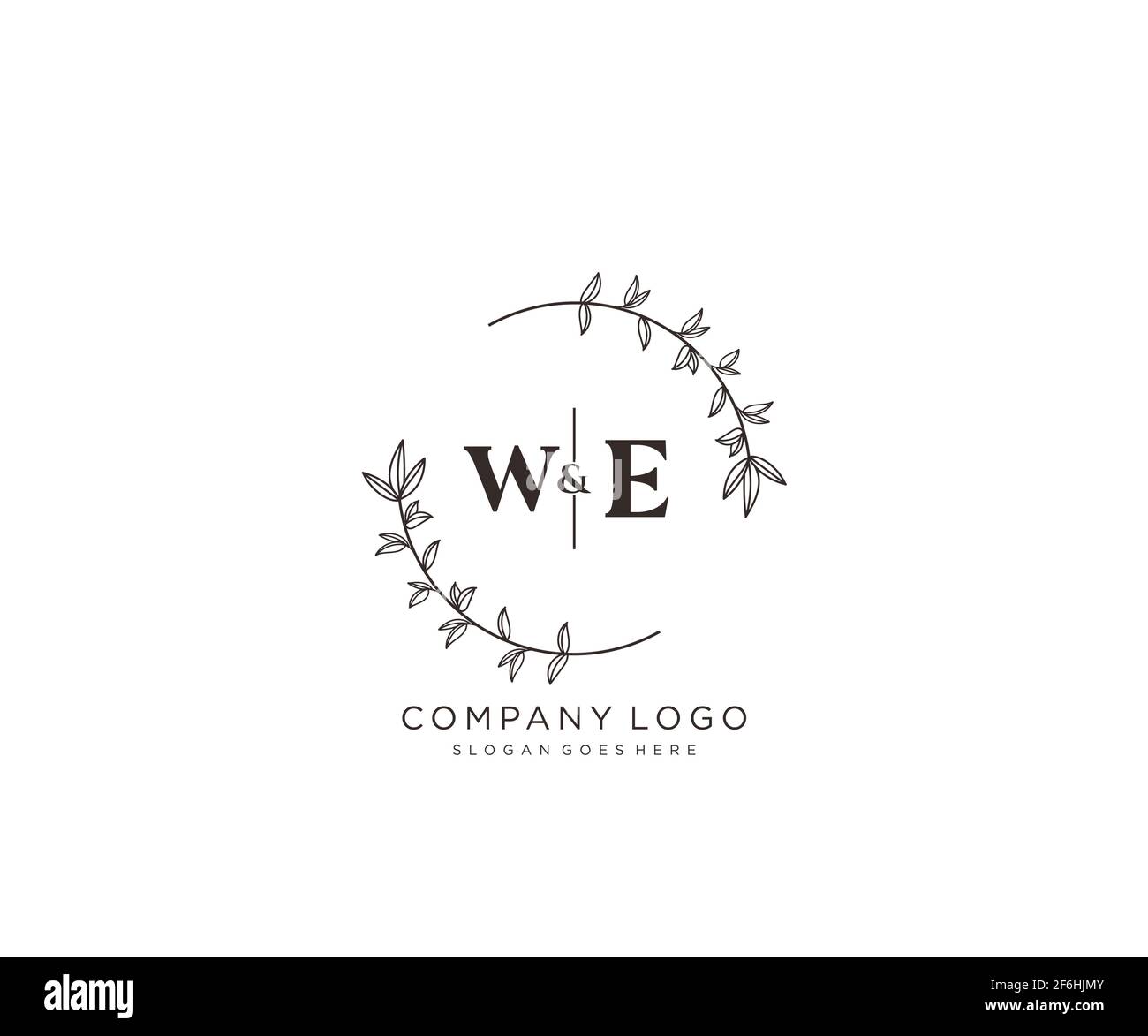WE letters Beautiful floral feminine editable premade monoline logo ...