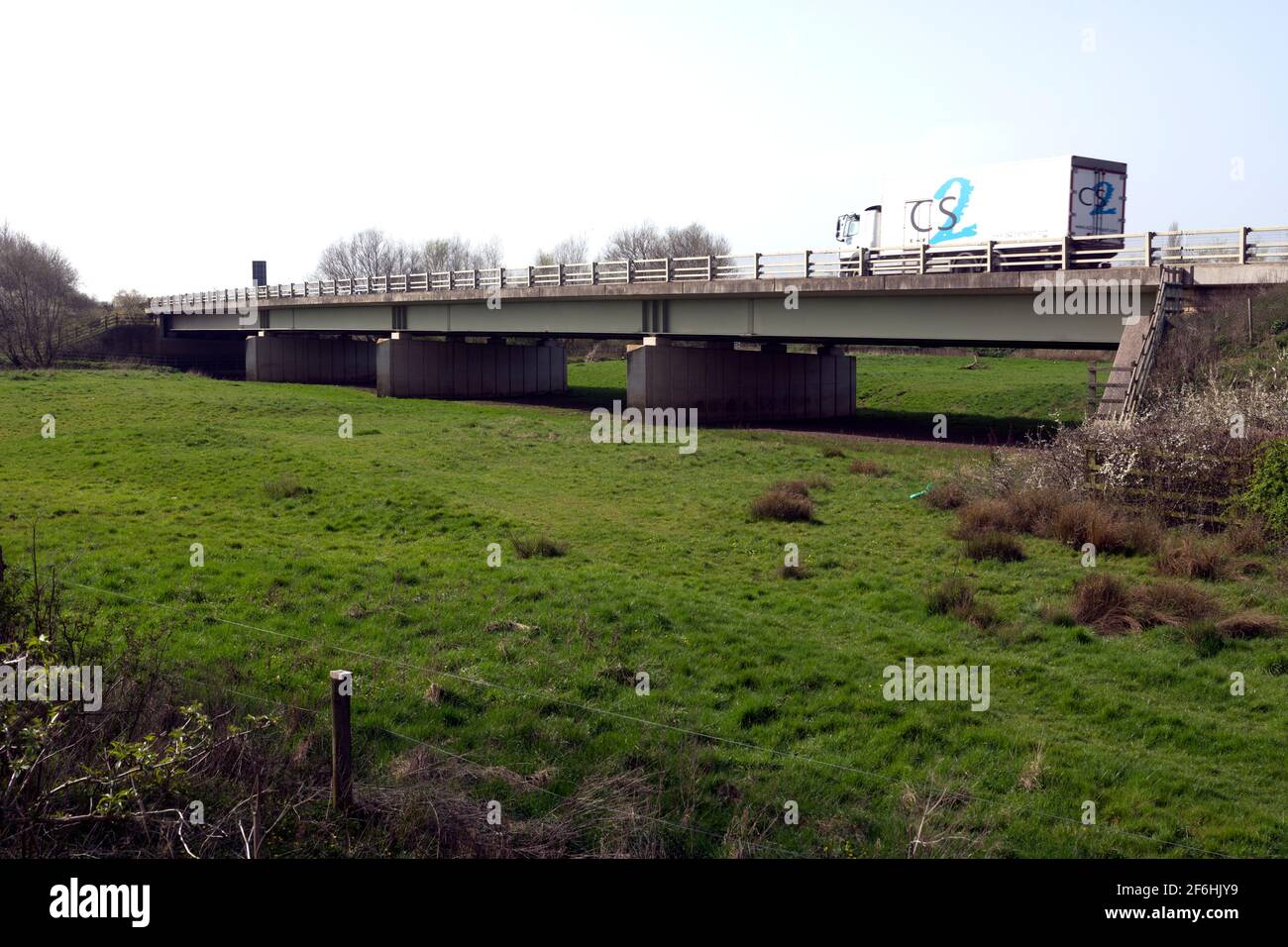The A429 road crossing the new bridge at Barford, Warwickshire, England ...