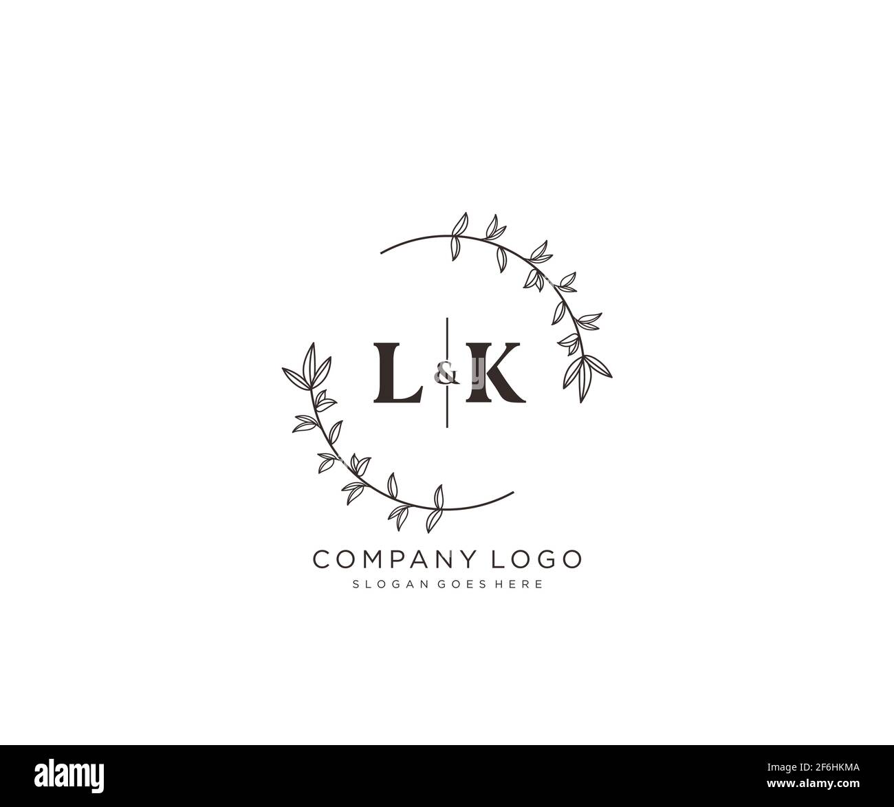 LK letters Beautiful floral feminine editable premade monoline logo ...