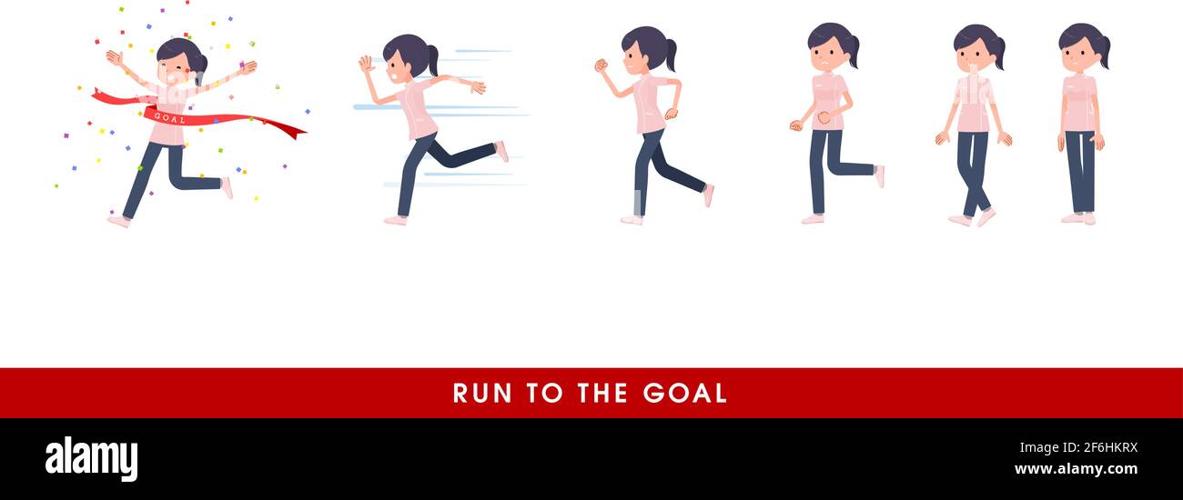 A set of Medical staff women who start running gradually.It's vector ...