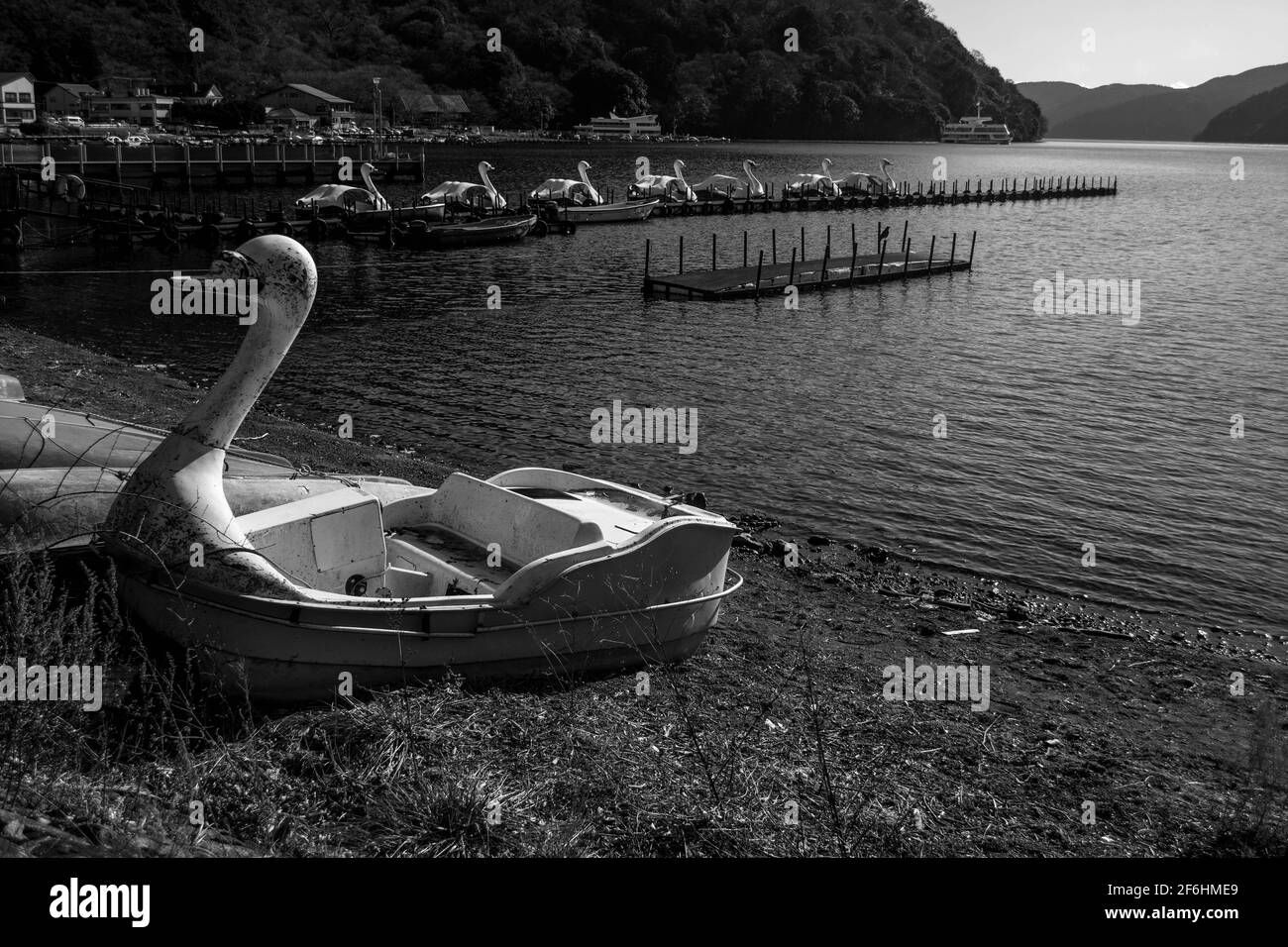 Run Down Swan Boat beside the lake in Japan Stock Photo - Alamy