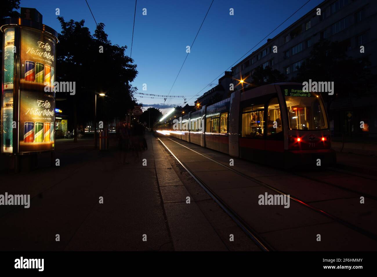 Ring Road street of Vienna at night - time exposure pictures Stock ...