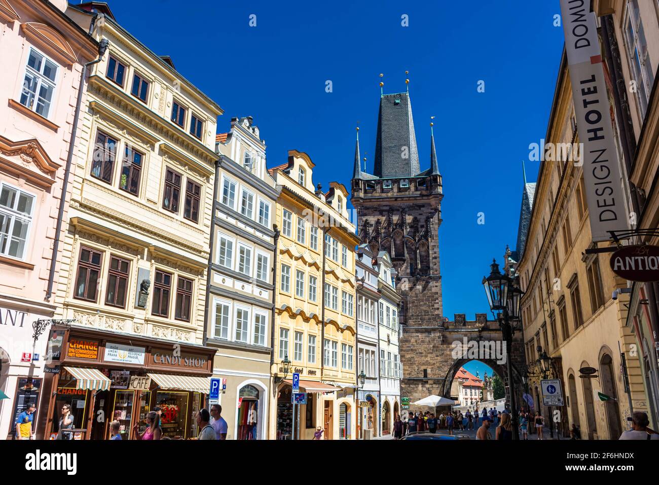 PRAGUE, CZECH REPUBLIC, 31 JULY 2020: famous medieval street in Mala ...