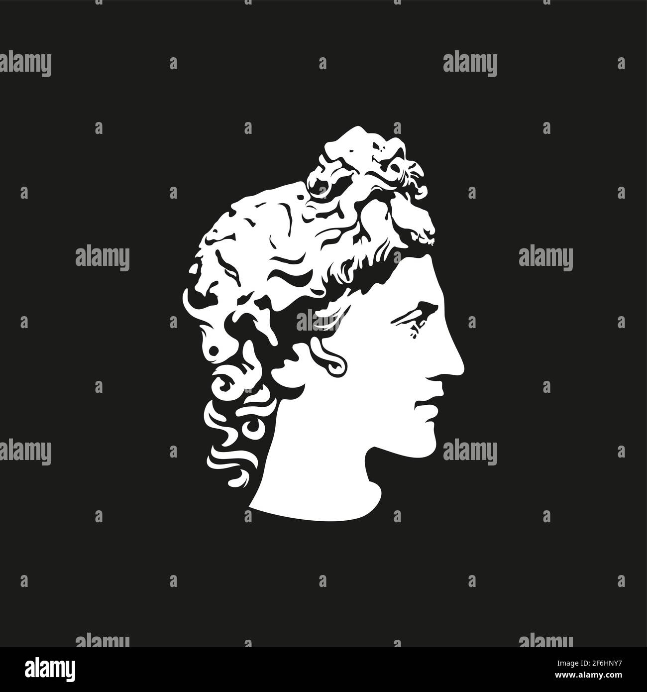 Greek god Apollo Logo. Ancient Greek God Sculpture. Face Apollo Logo ...