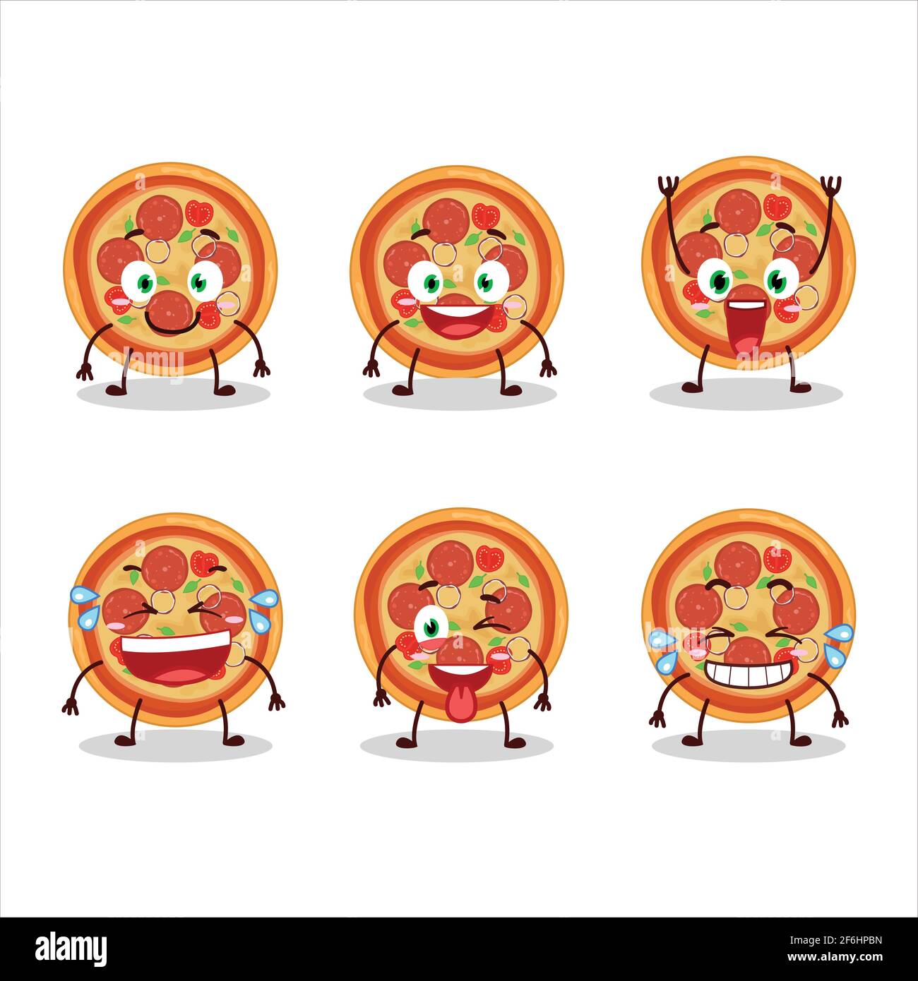Cartoon character of beef pizza with smile expression. Vector ...