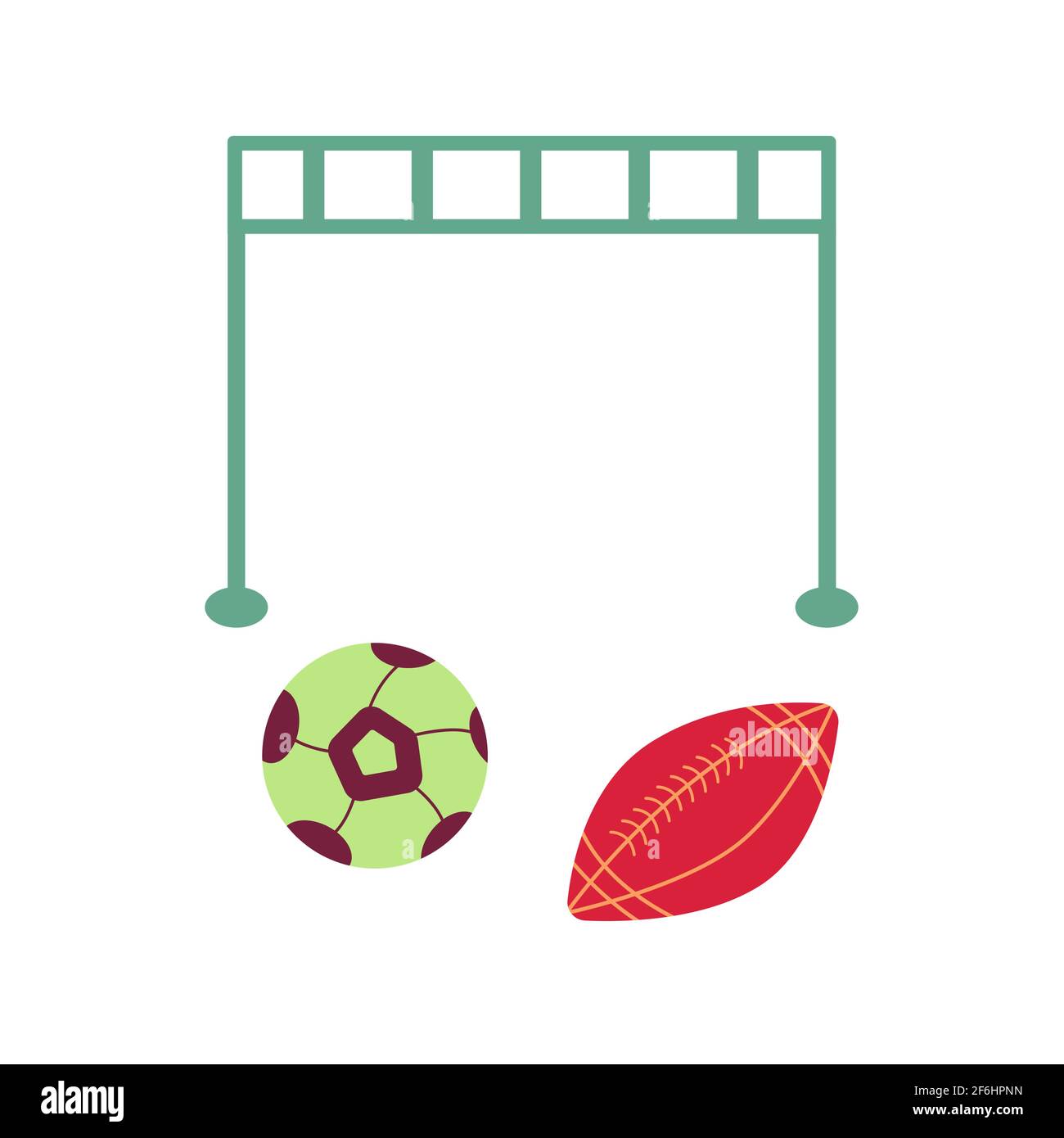 Horizontal bar with crossbars. American football ball and soccer ball ...