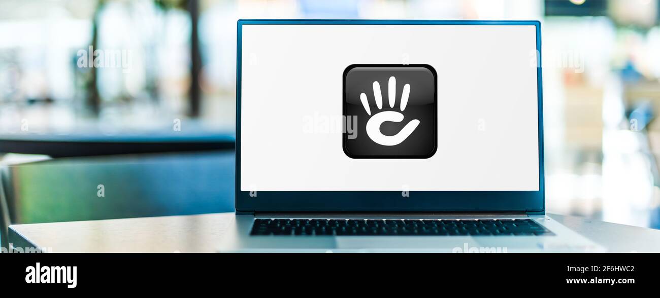 POZNAN, POL - FEB 6, 2021: Laptop computer displaying logo of concrete5 ...