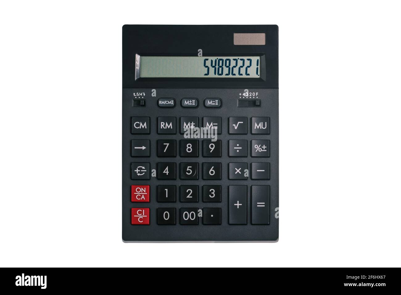 Calculator isolated on a white background. Large black calculator with ...