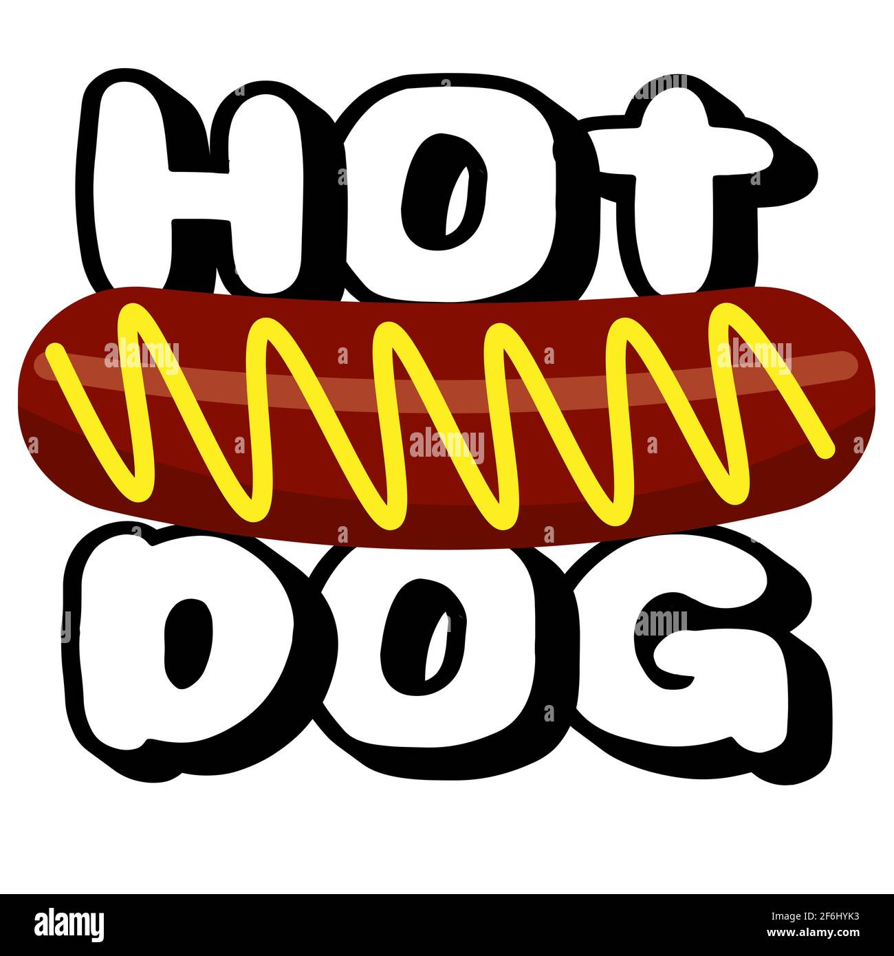 lettering logo hot dog with sausage and mustard 1 Stock Vector Image ...