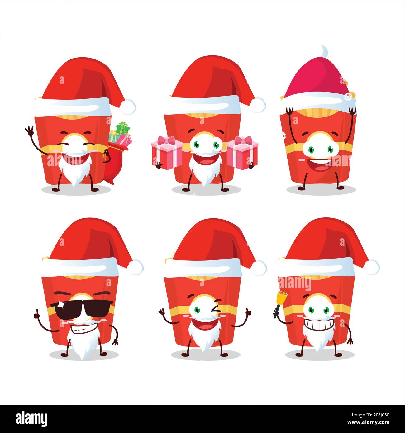Santa Claus emoticons with french fries cartoon character. Vector ...