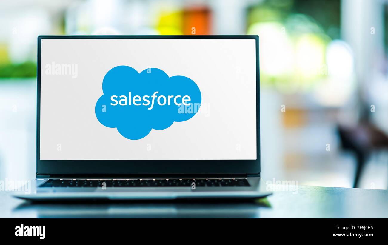 POZNAN, POL - JAN 6, 2021: Laptop computer displaying logo of ...