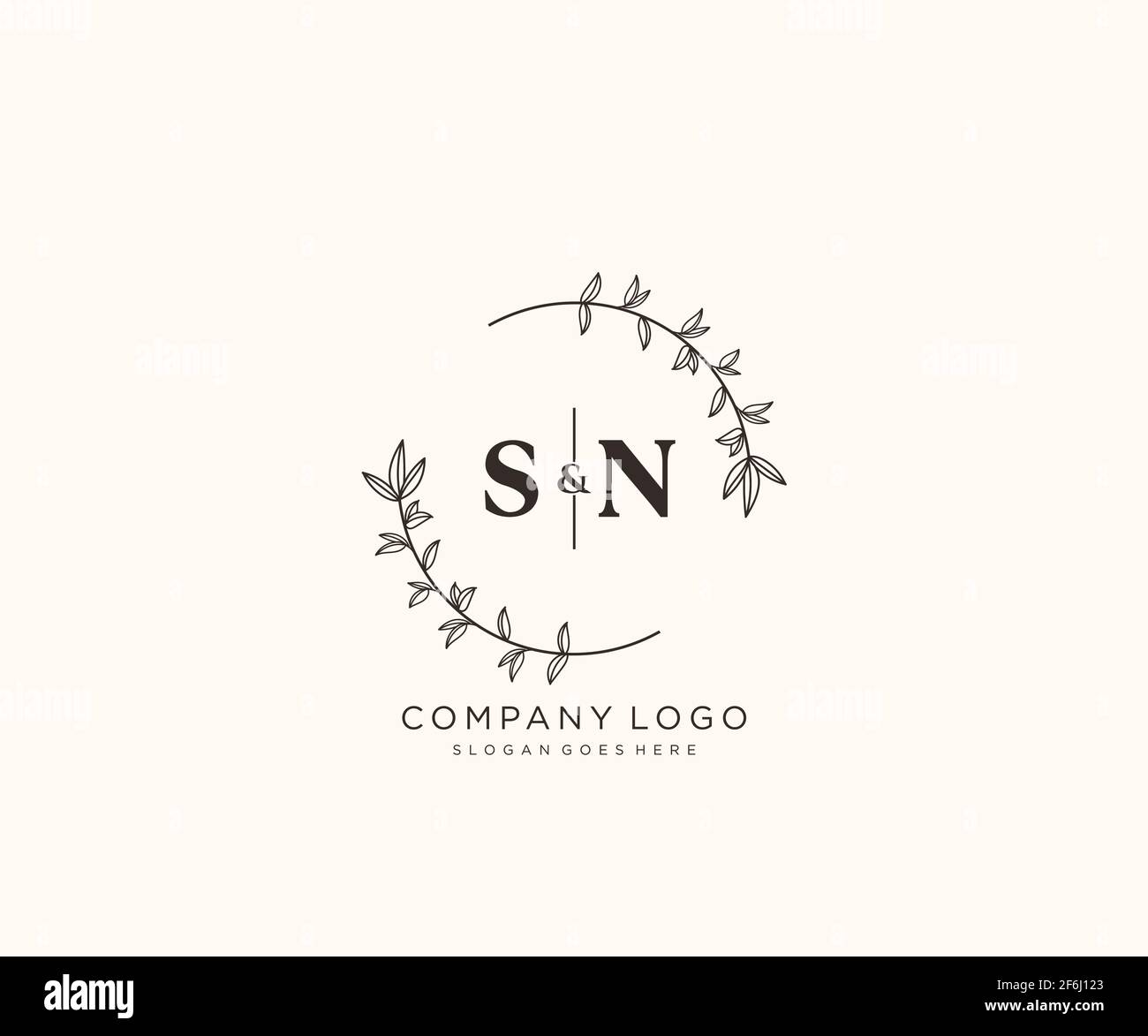 SN letters Beautiful floral feminine editable premade monoline logo ...