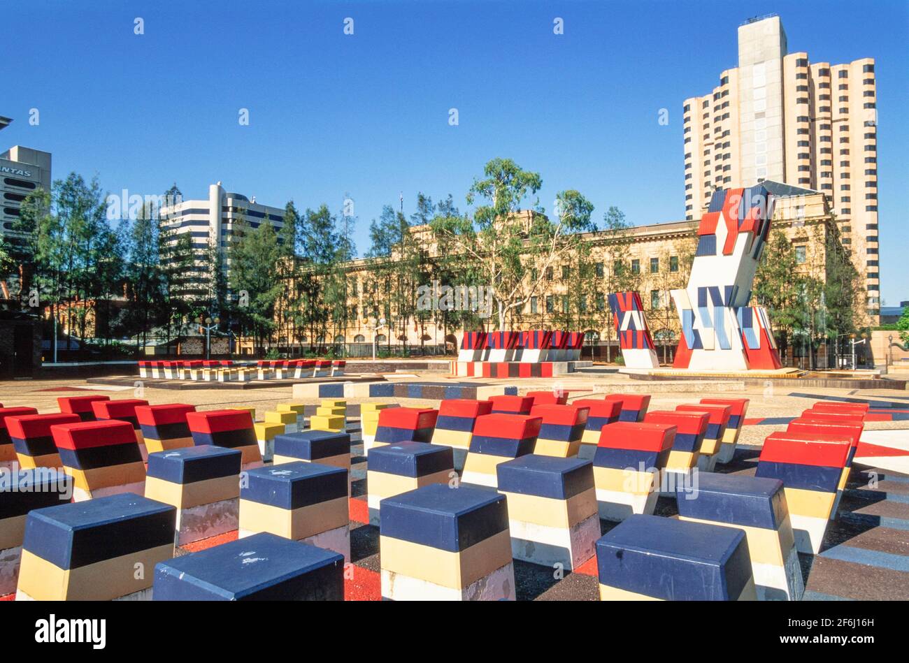 1999 Adelaide South Australia - Coloured blocks outside The Parliament ...