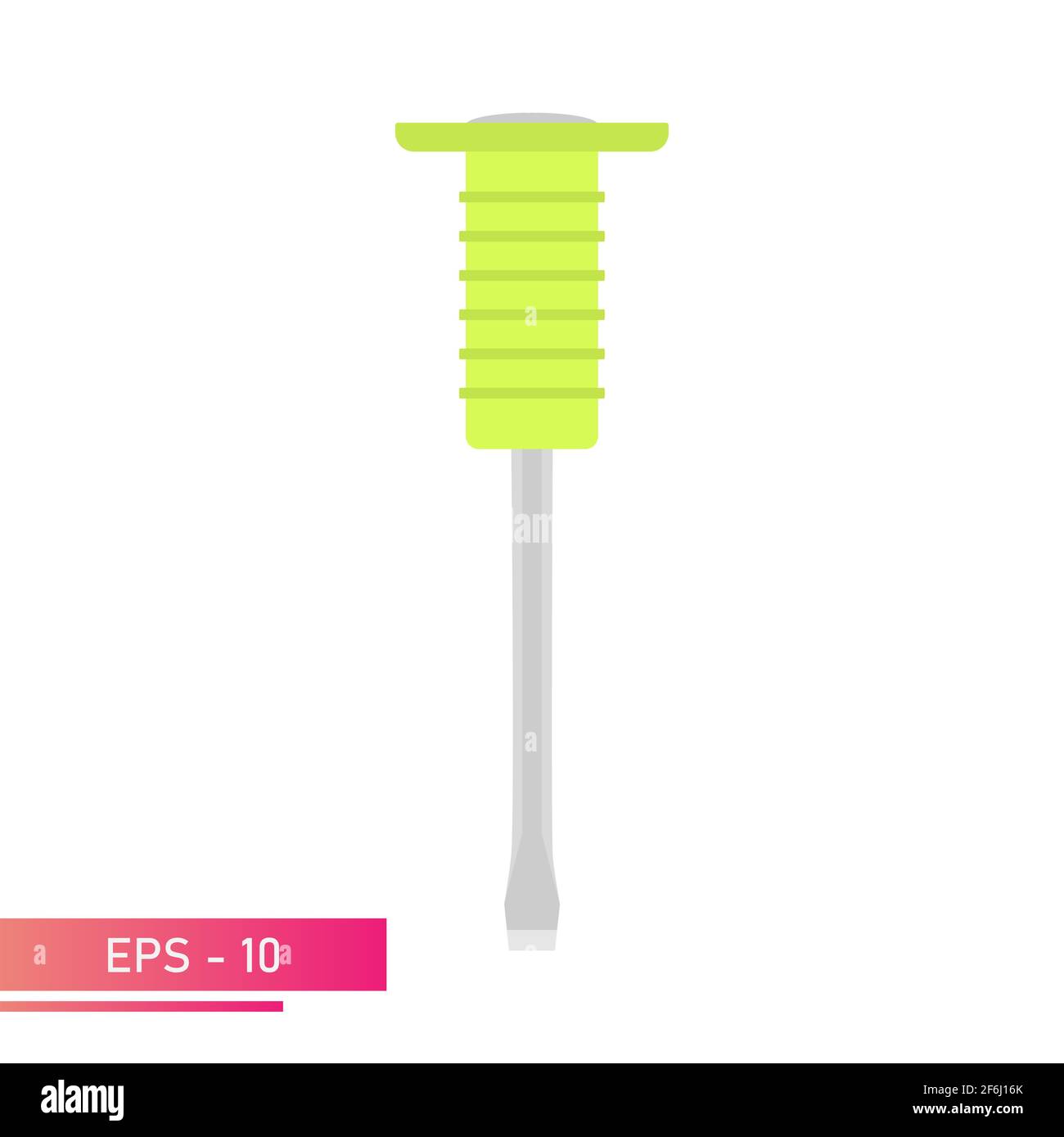 Chisel on metal with a comfortable soft handle in green color ...