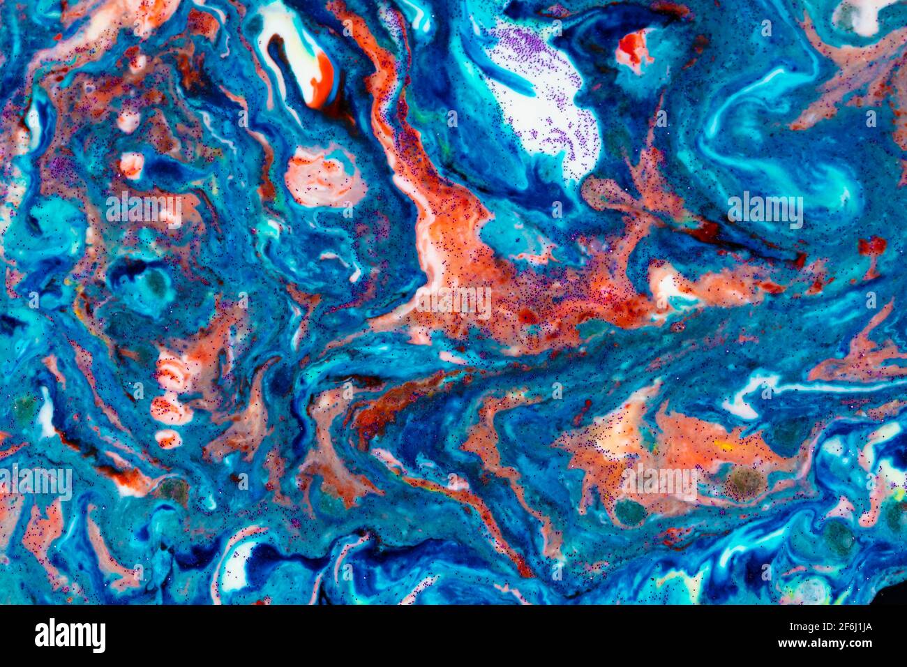 Persian blue with red lines and sparkles. Texture for brands. Fluid ...