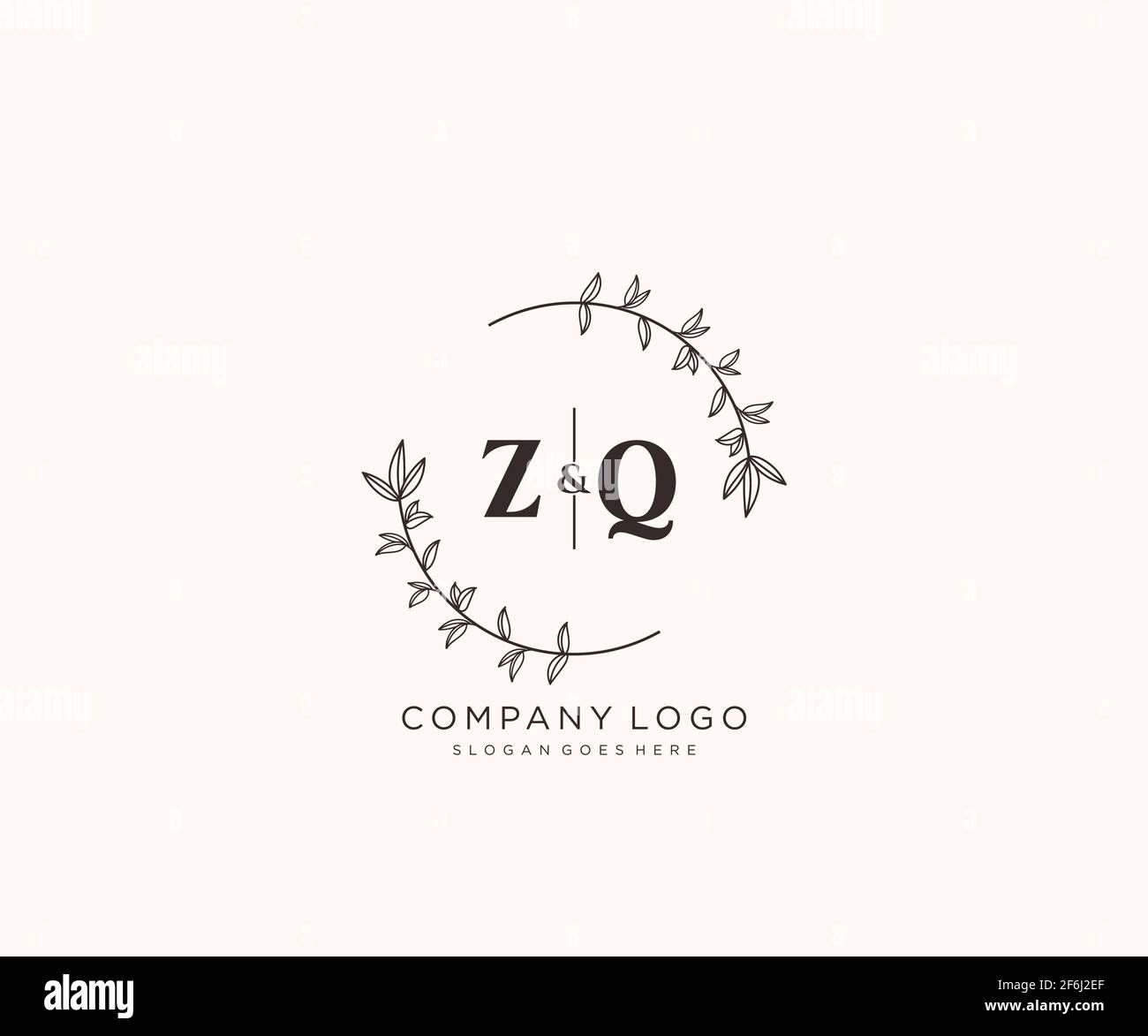 ZQ letters Beautiful floral feminine editable premade monoline logo ...