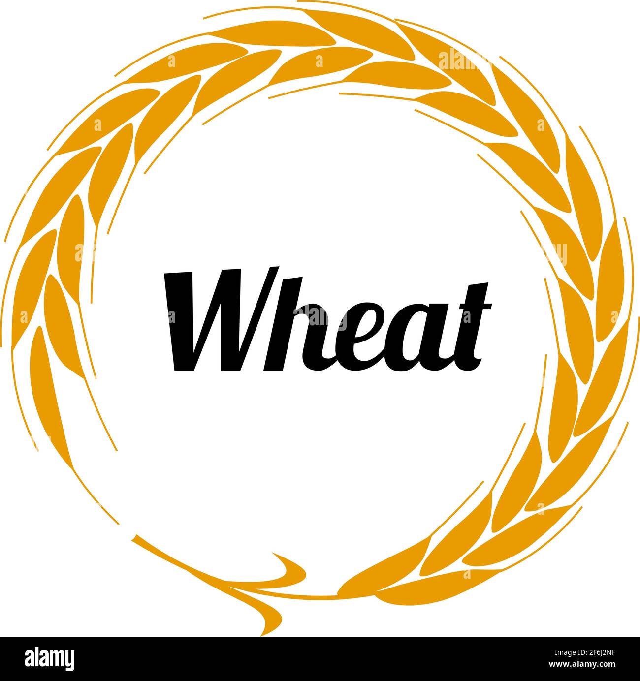 Wheat label vector. circle badge isolated on white background. Gold ...