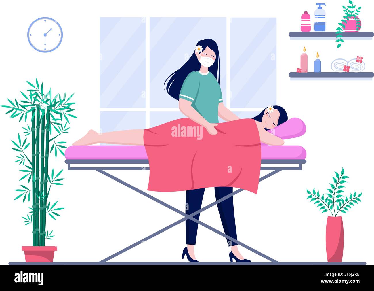 Massage Vector Illustration In Beauty Salon, Body Spa, Relaxation ... Massage Vector Illustration In Beauty Salon, Body Spa, Relaxation ...