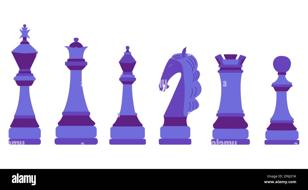 Chessmen. Vector flat colorful isolated illustration. Blue color ...