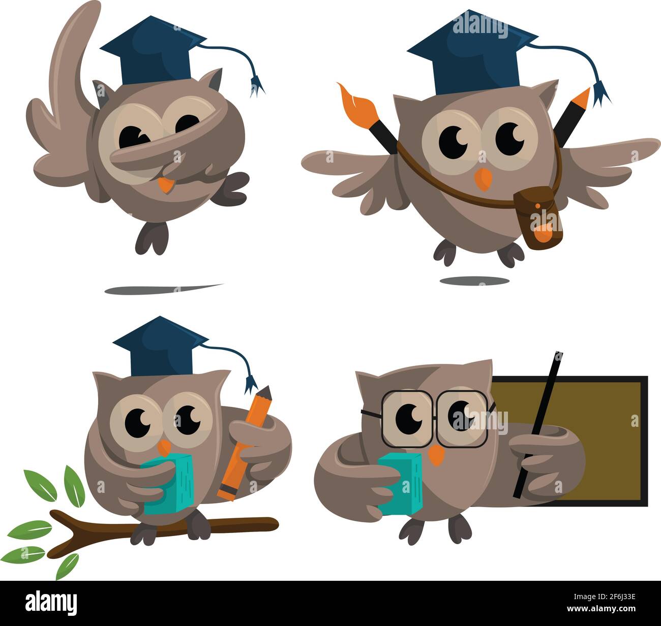Owl bird template design Smart Education with Owl Symbol Set Stock ...