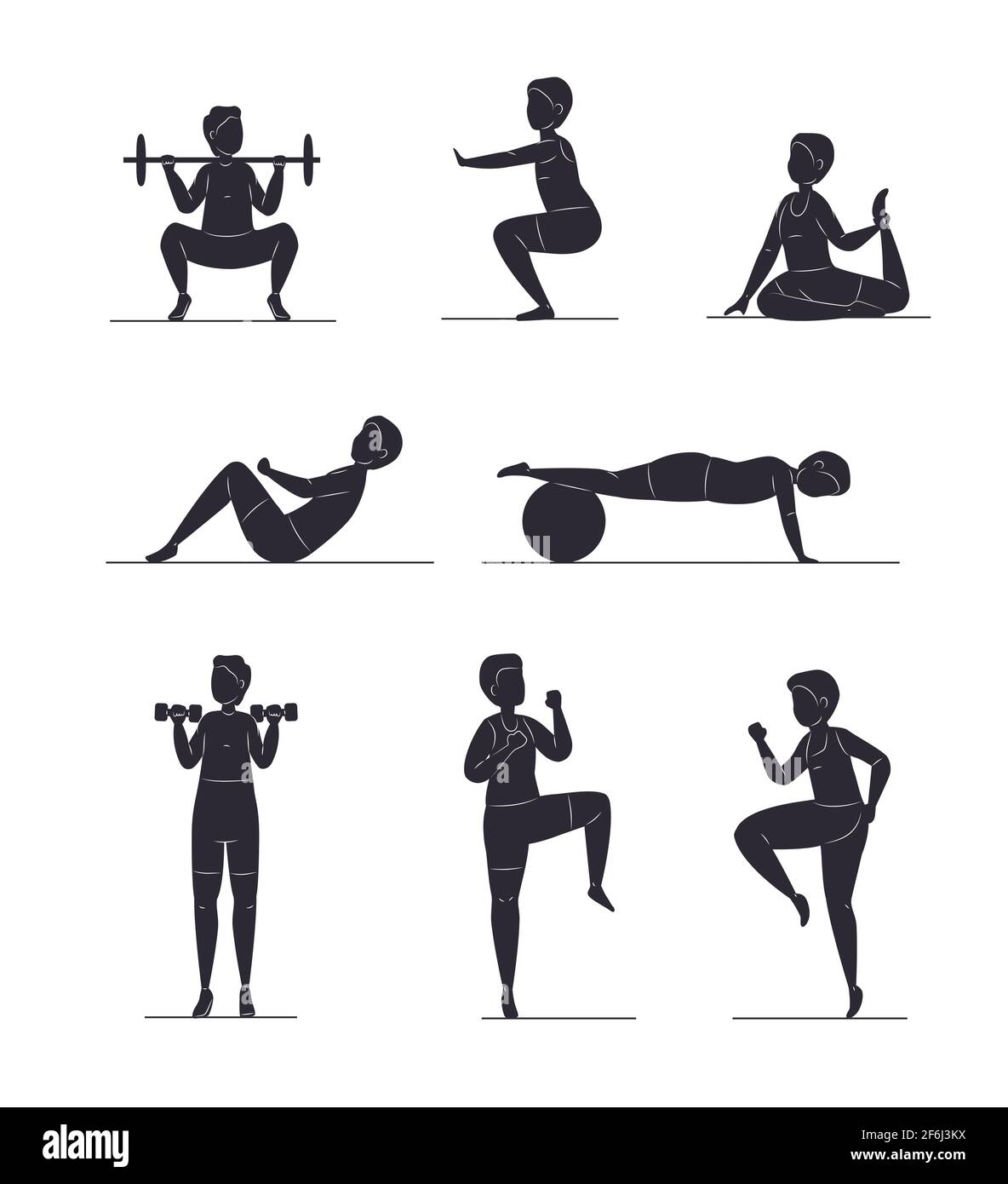 eight fitness silhouettes Stock Vector Image & Art - Alamy