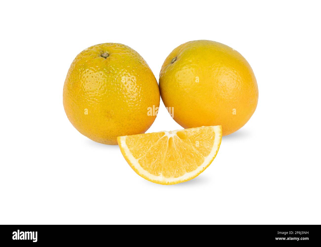 Two oranges and a slice isolated over white background Stock Photo - Alamy