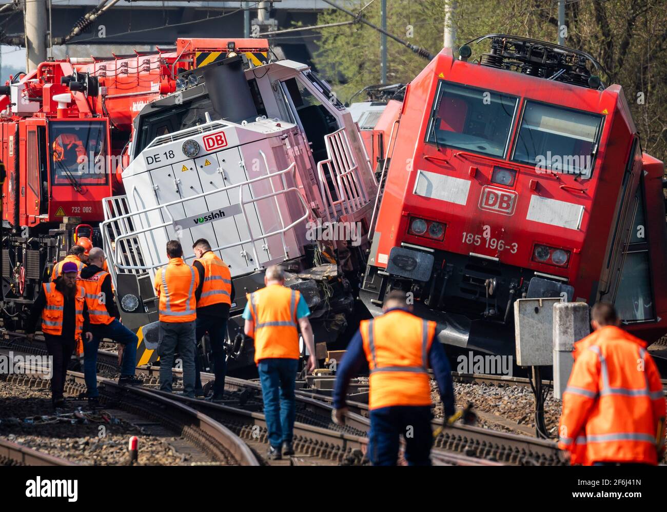 Wolfsburg, Germany. 01st Apr, 2021. Locomotives that had collided the ...