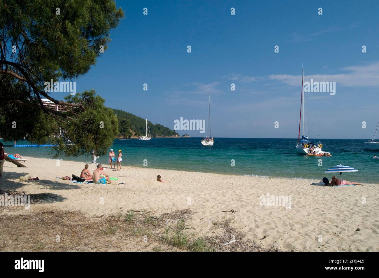 Koukounaries Beach On the Greek Island Of Skiathos In The Aegean Sea Stock Photo - Alamy