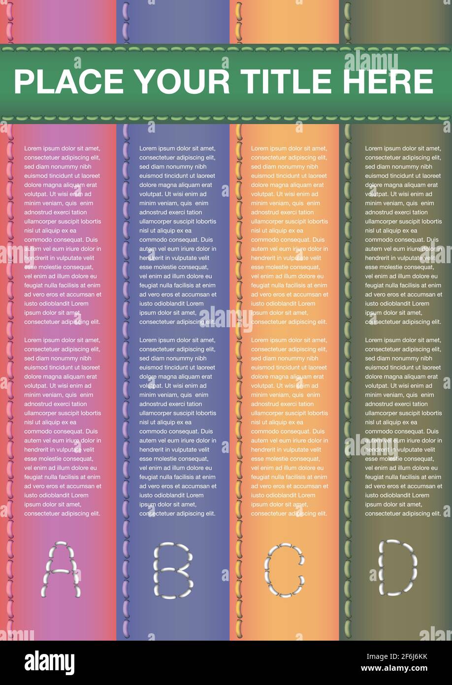 Layout stitching design with colors and area for text. Vector ...