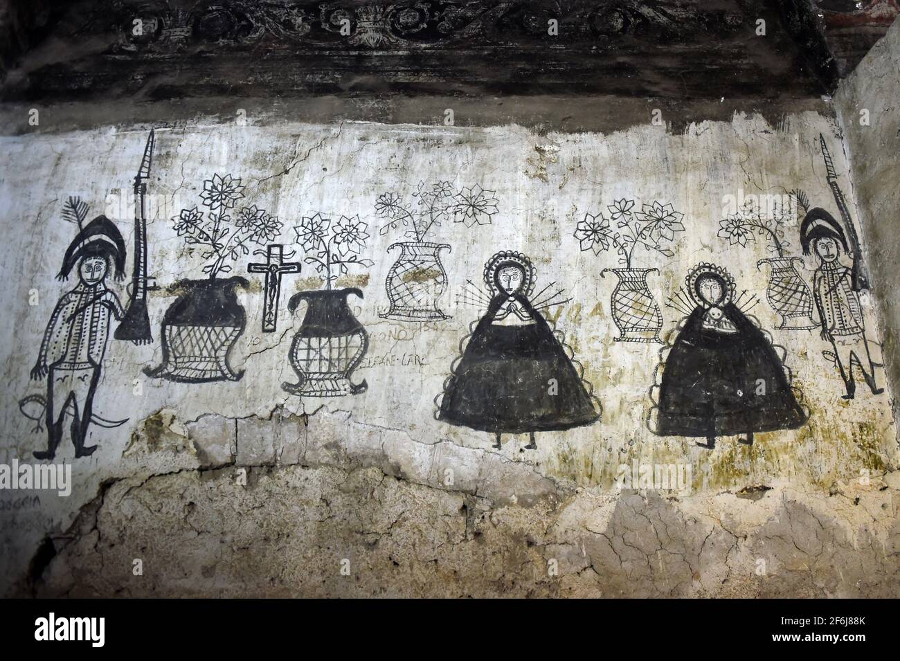 Drawings made on the wall of Prisons by prisoners. The Caetani castle ...