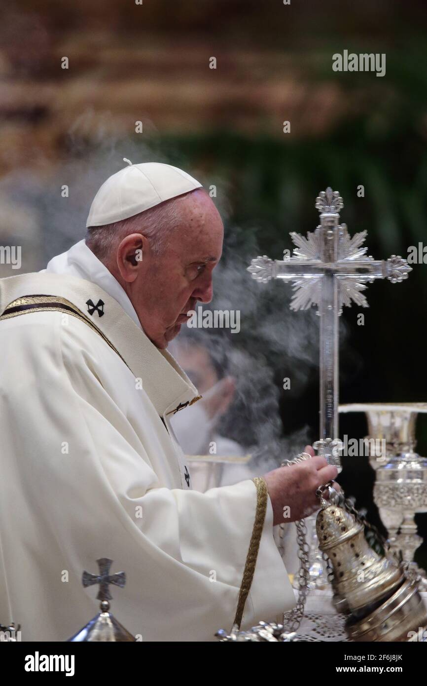 April 1, 2021 - Vatican City (Holy See) POPE FRANCIS celebrates Holy ...