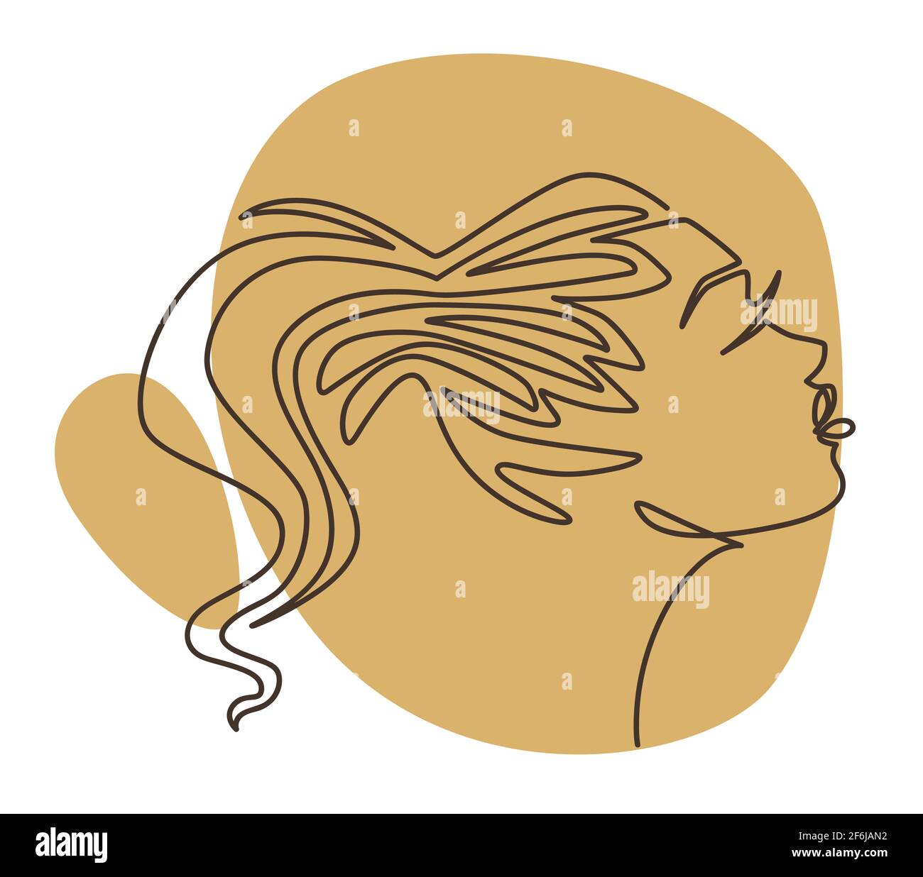 Profile of woman, portrait of girl with ponytail Stock Vector Image ...