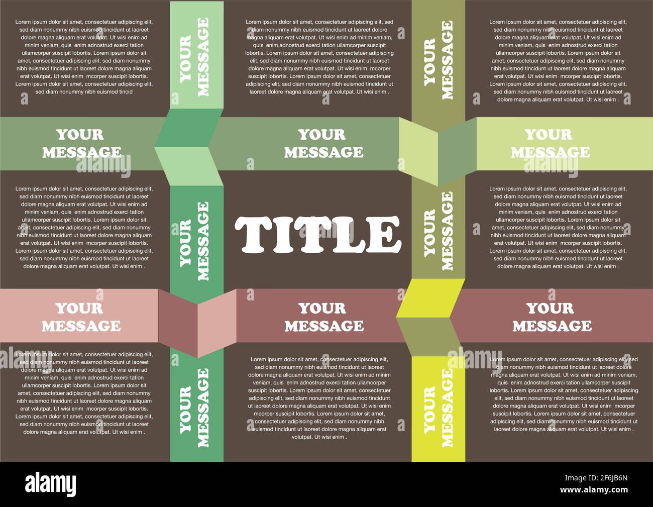 Brown background with green folded paper divider. Page layout template ...