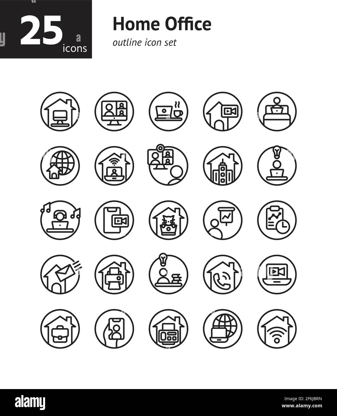 Home Office outline icon set. Vector and Illustration Stock Vector ...