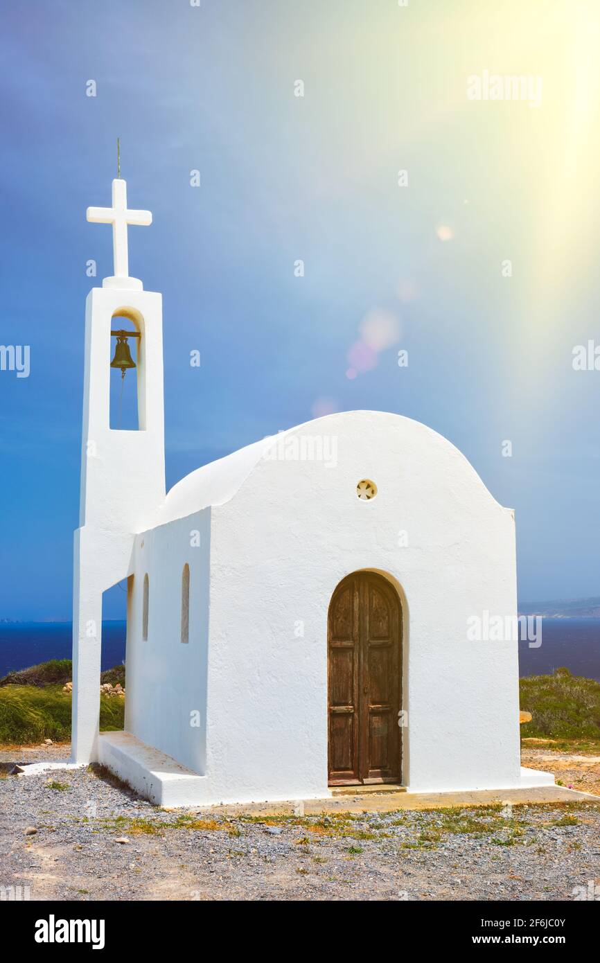 Greek traditional white washed orthodox curch Stock Photo - Alamy