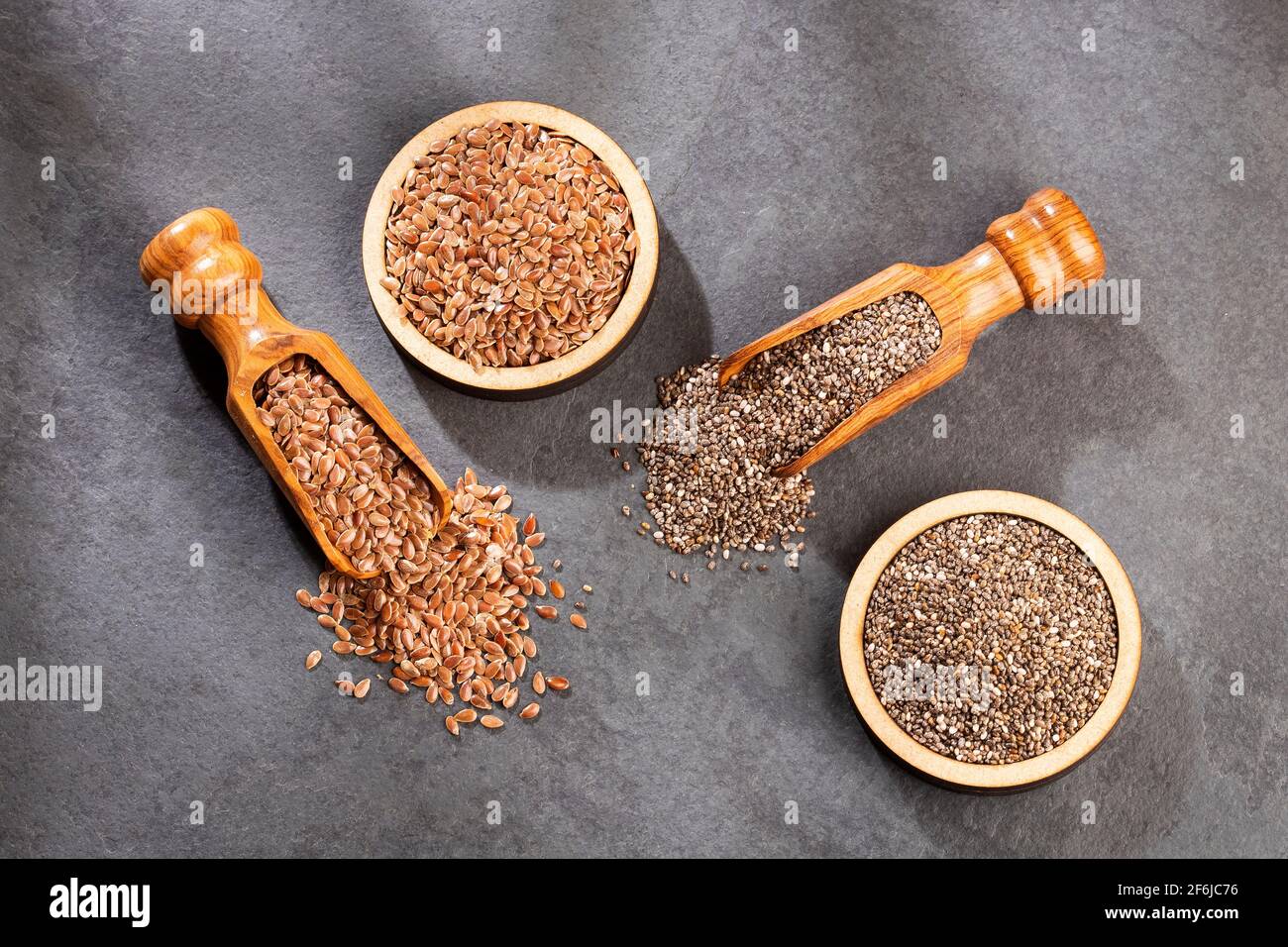 Organic chia and linseed seeds Stock Photo - Alamy