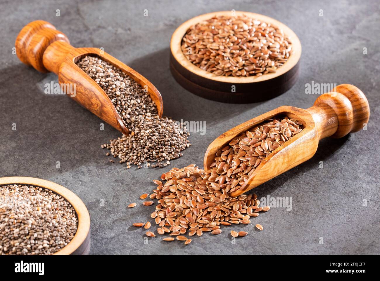 Organic chia and linseed seeds Stock Photo - Alamy